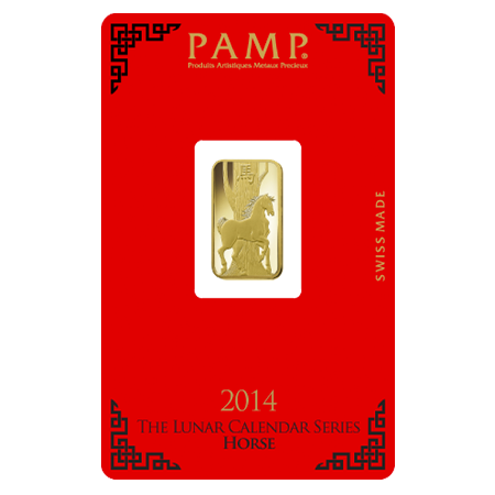 2014 5 Gram Lunar Horse - PAMP - Buy Online from The Gold Bullion Company