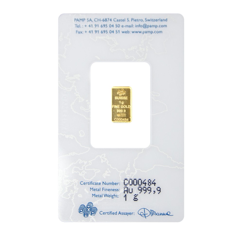 1g Gold Bar - PAMP 'Statue of Liberty' - Gold Bullion Co